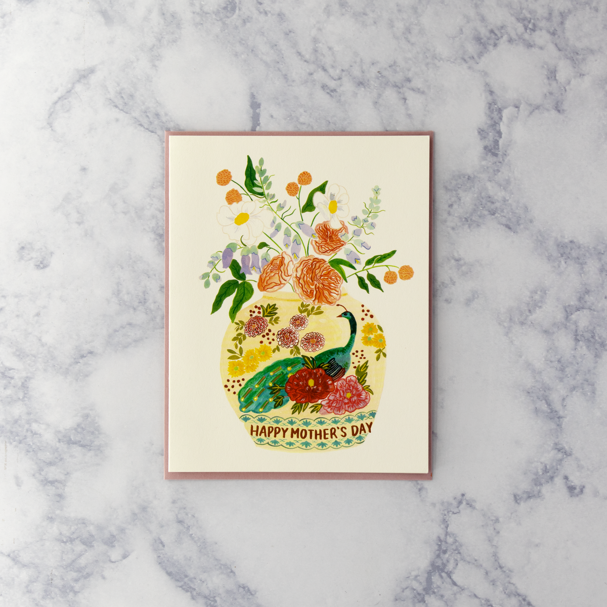 Flower Vase & Peacock Mother's Day Card – Bonsai Paper Co.