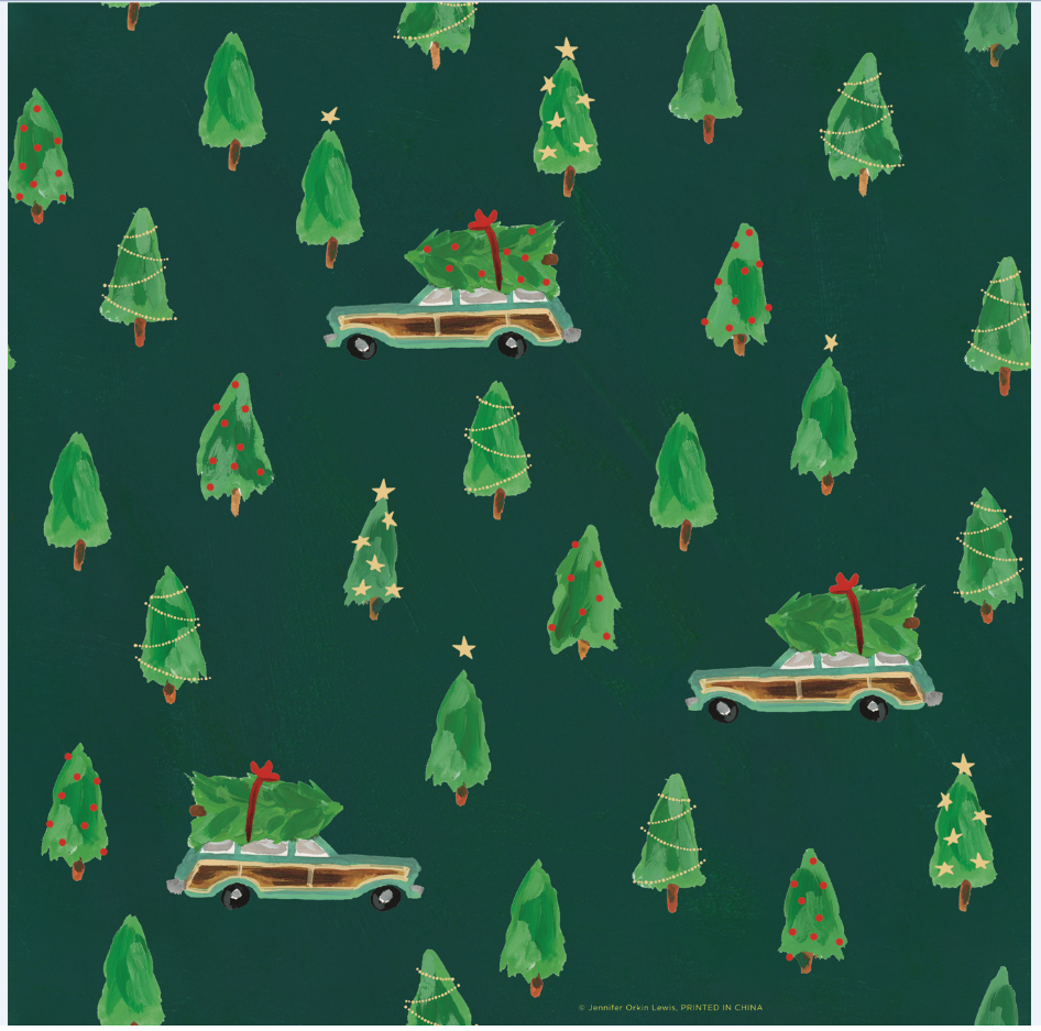 Cars & Pine Trees Christmas Roll Wrap – Bonsai Paper Co.