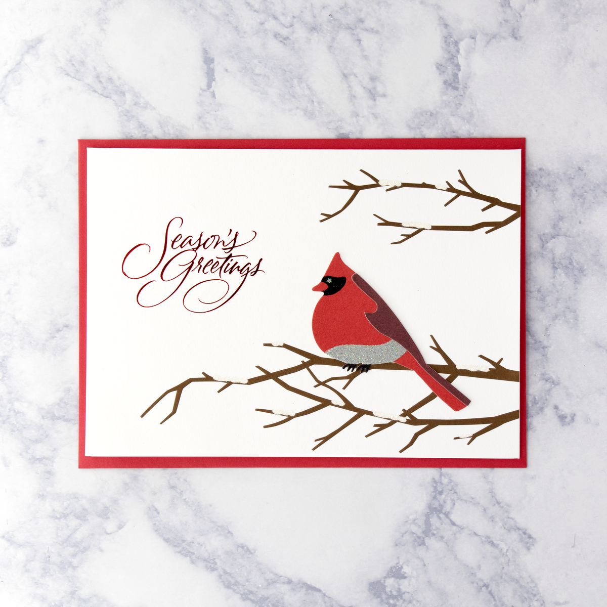 Cardinal On Branch Holiday Card – Bonsai Paper Co.