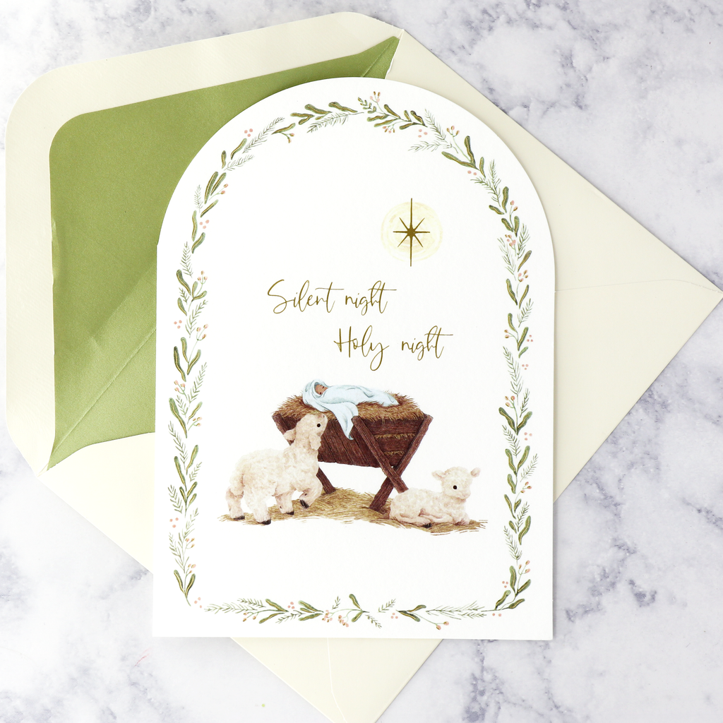 Floral Manger Scene Religious Christmas Boxed Cards (Set of 14 ...