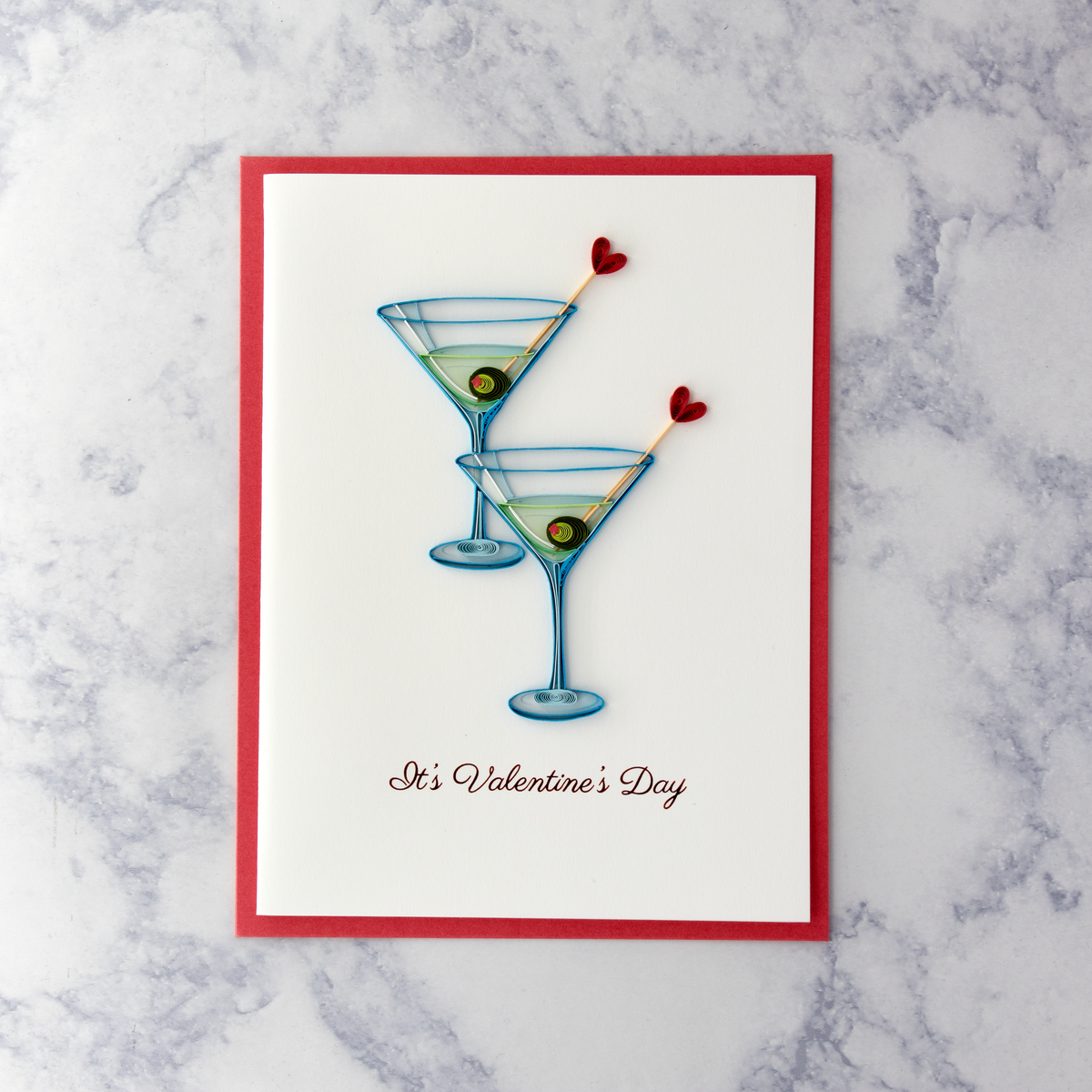 Handmade Heart Martinis Quilling Valentine’s Day Card – Bonsai Paper Co.