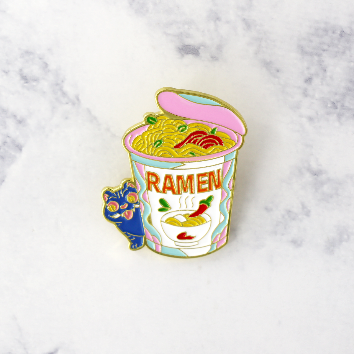 Derpy Tiger & Ramen "Deck The Halls" Holiday Card (with Enamel Pin ...