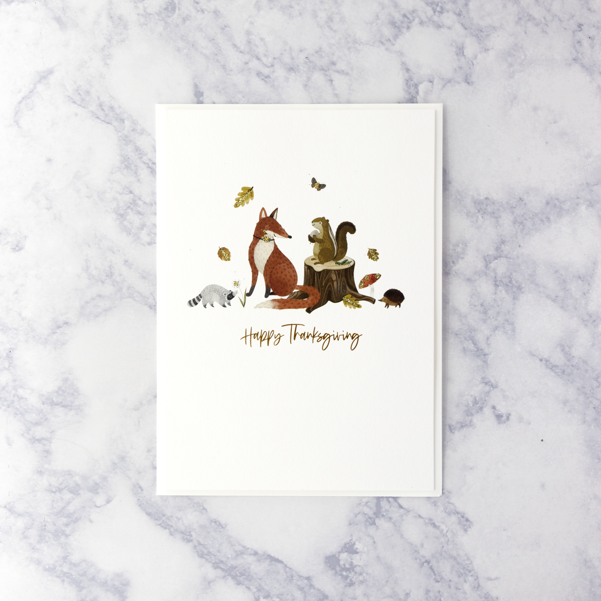 Illustrated Fox & Squirrel Thanksgiving Card – Bonsai Paper Co.