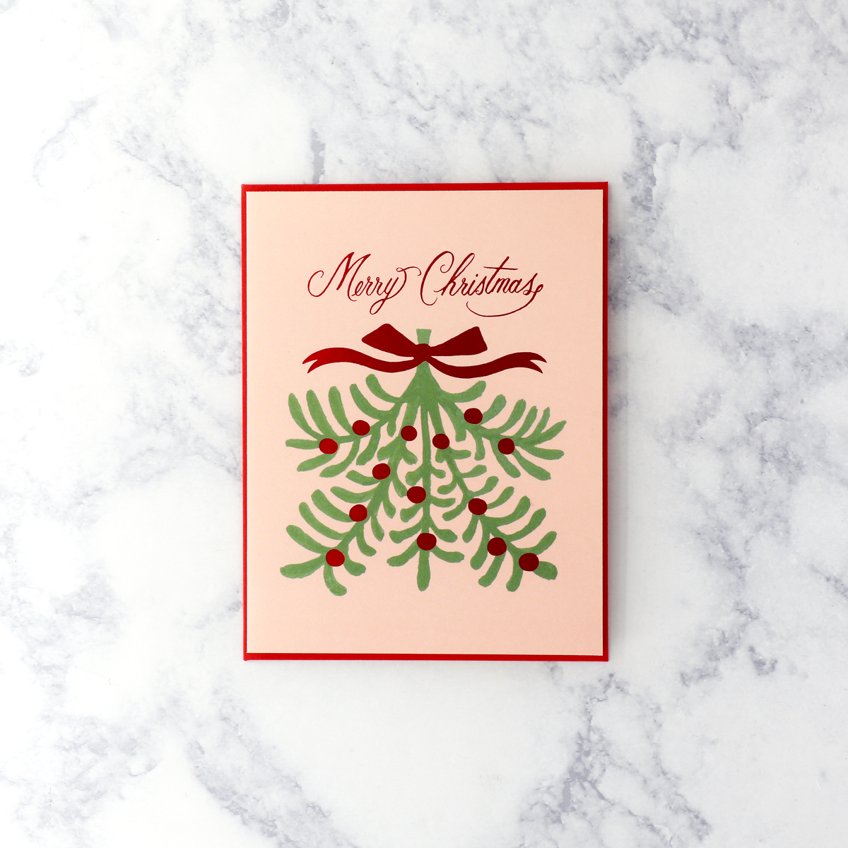 Illustrated Red Mistletoe Romantic Christmas Card – Bonsai Paper Co.