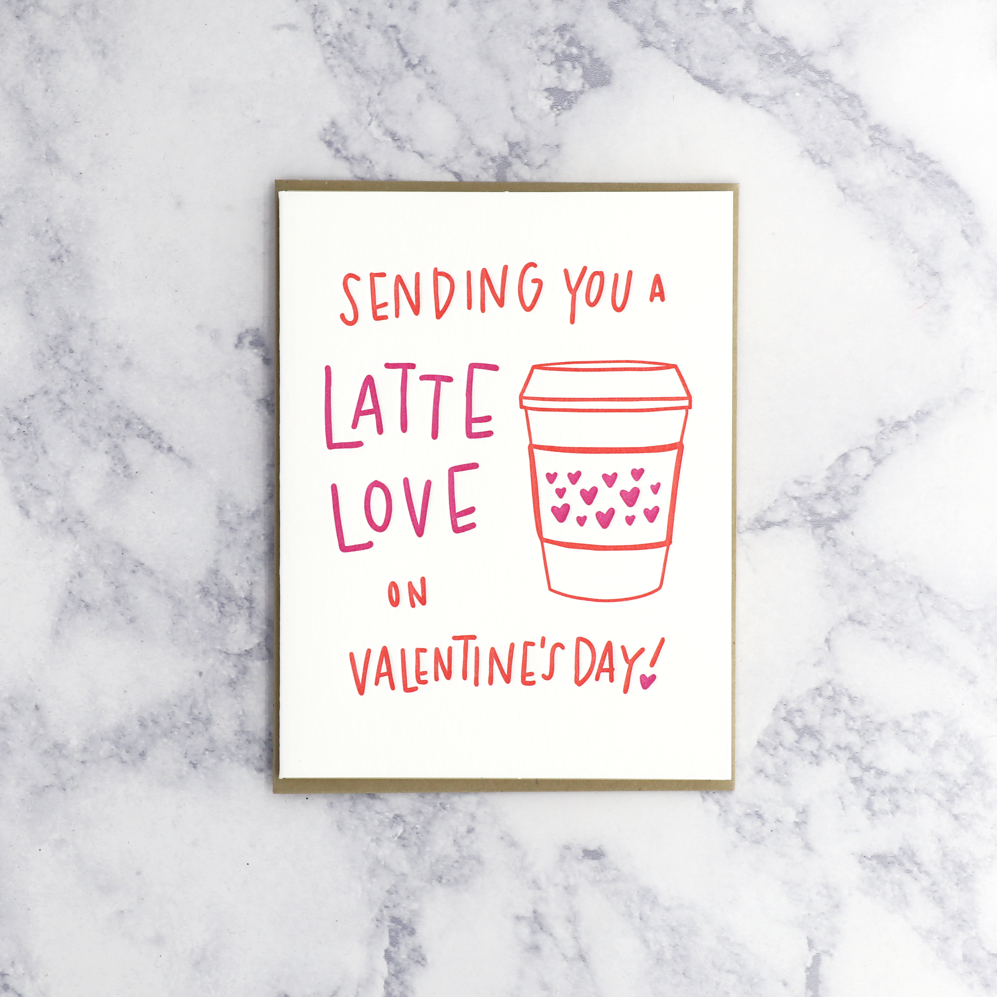 Letterpress "Send You A Latte Love" Valentine's Day Card – Bonsai Paper Co.