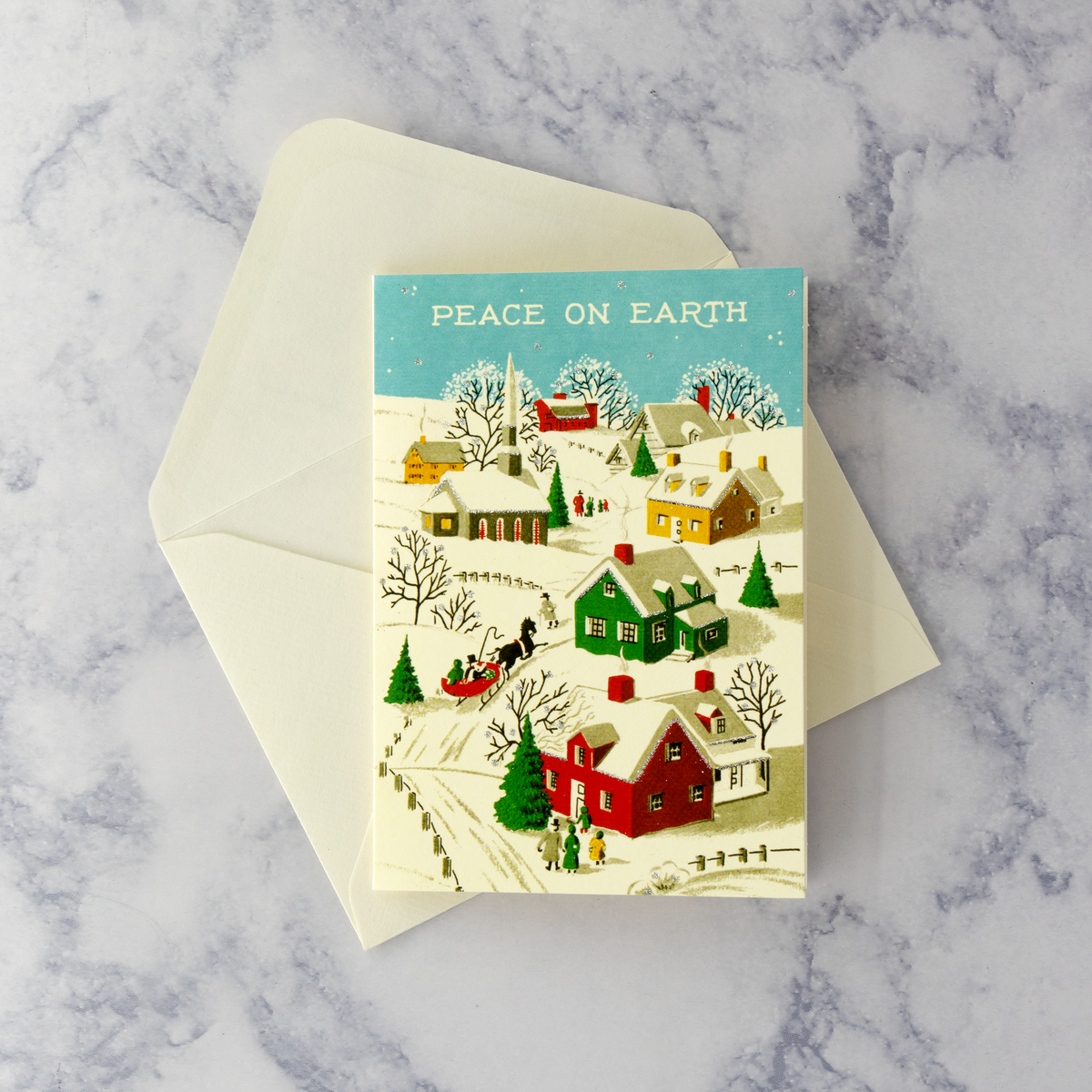 Vintage "Peach On Earth" Village Christmas Boxed Notes (Set of 10 ...