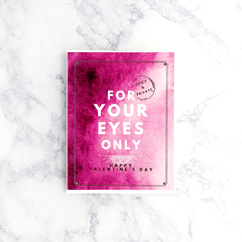 Watercolor "For Your Eyes Only" Valentine's Day Card – Bonsai Paper Co.