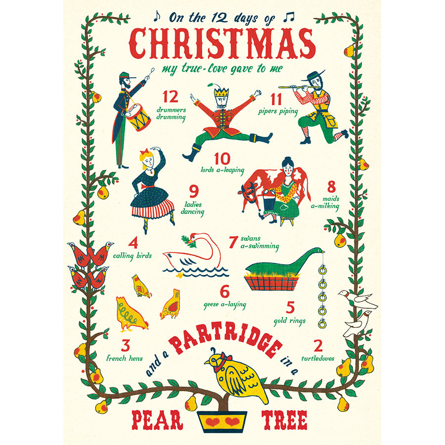Vintage 12 Days Of Christmas Flat Wrap – Bonsai Paper Co.