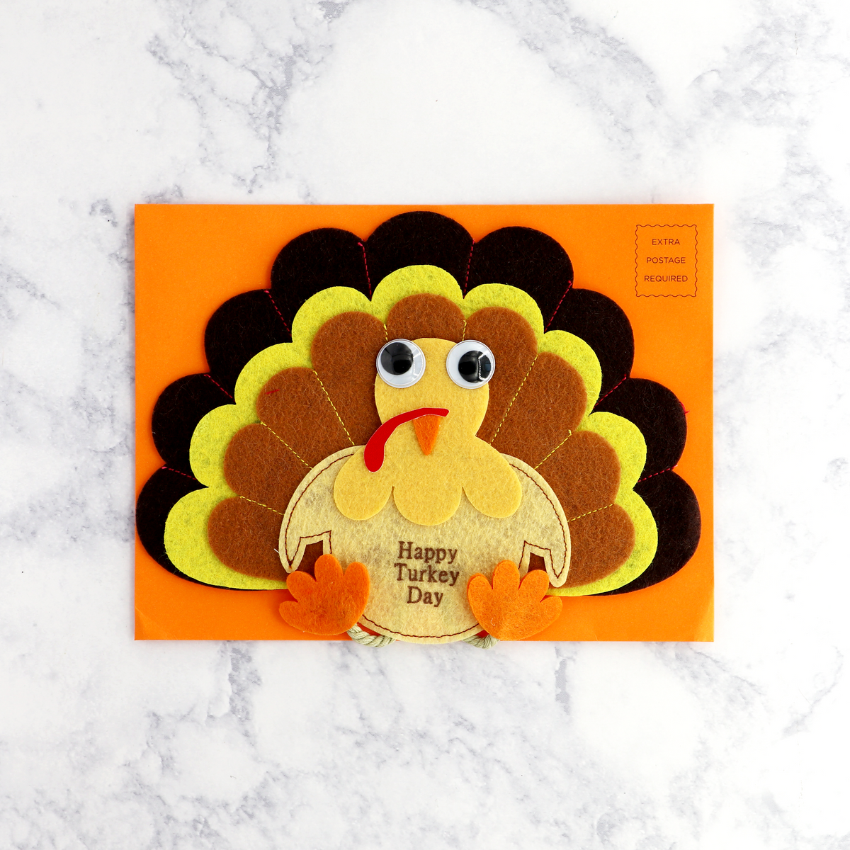 Handmade Felt Turkey Thanksgiving Card – Bonsai Paper Co.