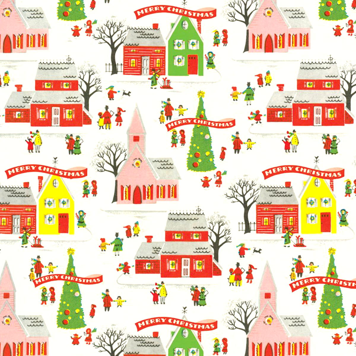 Vintage Village Christmas Single Flat Wrap – Bonsai Paper Co.